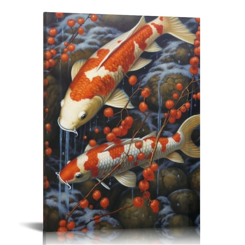 Nawypu Canvas Wall Art Print Abstract Koi Fish Painting Koi Fish Wall ...
