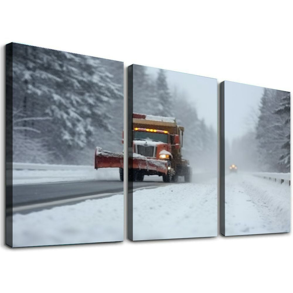 Nawypu Canvas Wall Art Prints Picture Snow plow clearing highway during ...