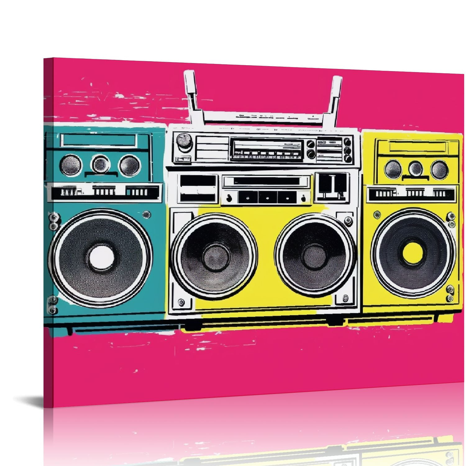 Nawypu Canvas Wall Art Retro Boombox Cassette Tapes Player in Orange ...