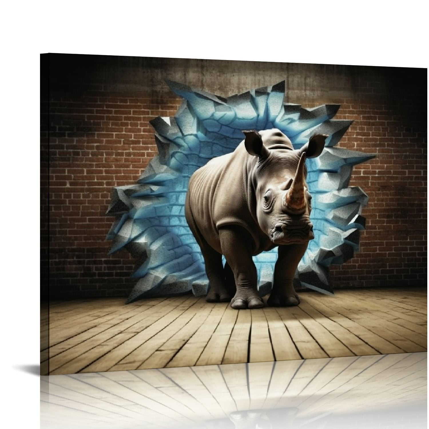 Nawypu Canvas Wall Art Rhino Pictures Animal Poster Print - For Living ...