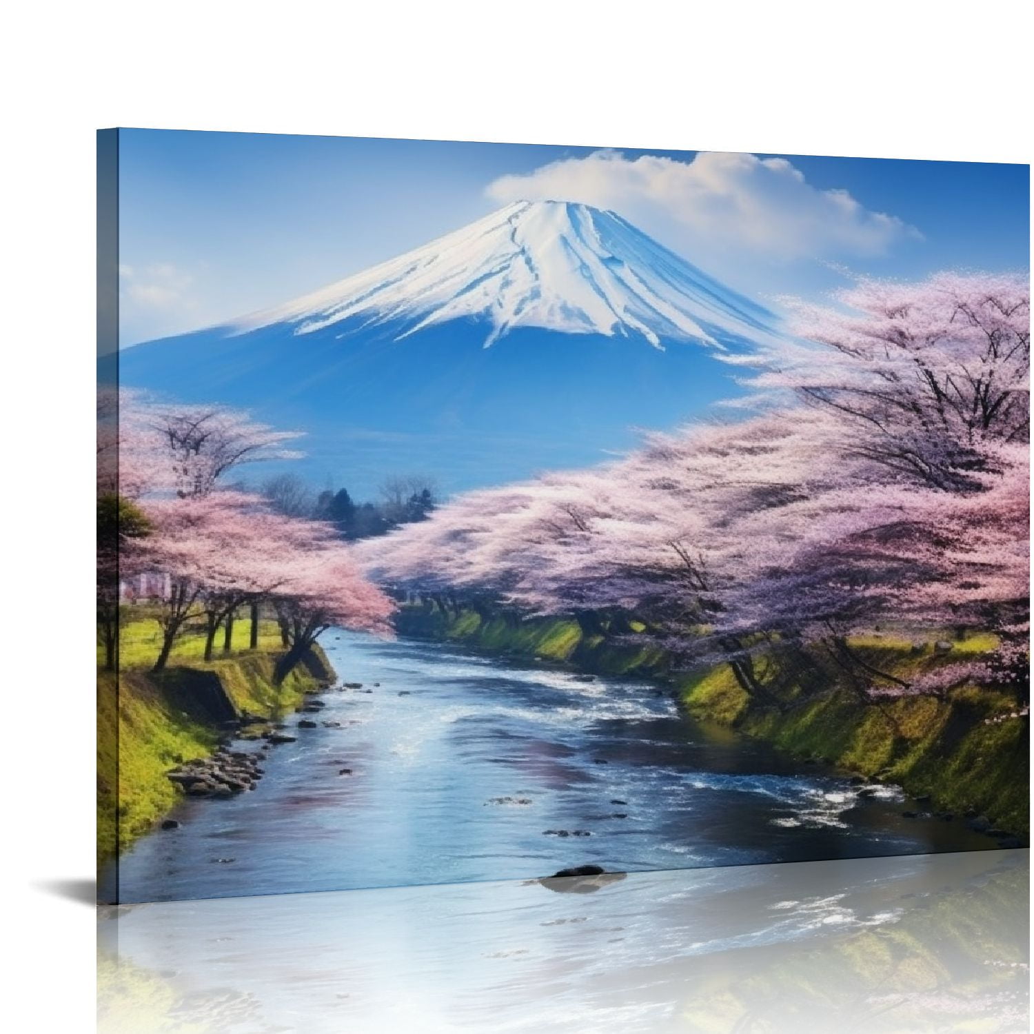 Awypu Canvas Wall Art Sakura Fuji Mountain Posters Pictures Wall Decor ...