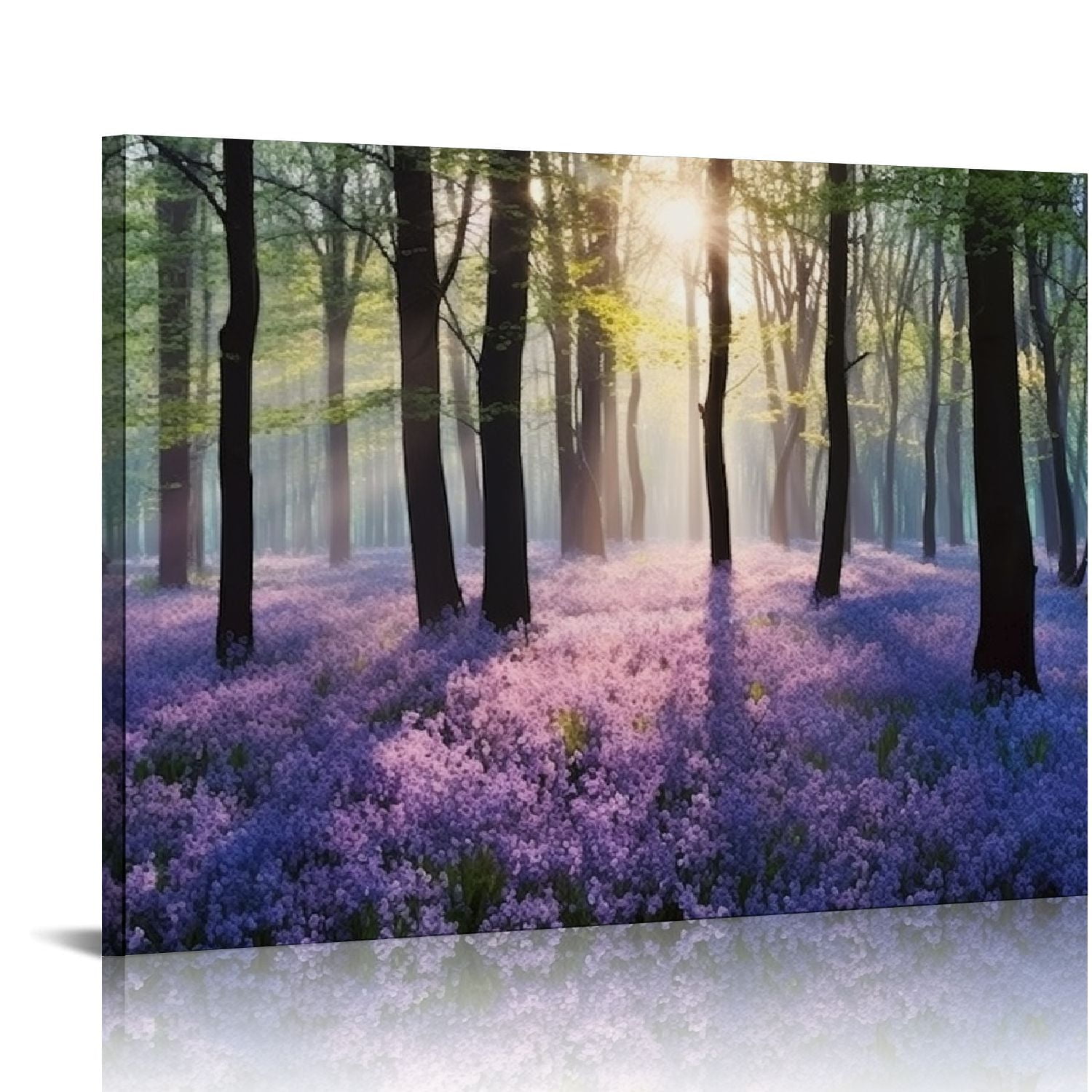 Nawypu Canvas Wall Art Sunshine in Forests with Purple Lavender Flower ...