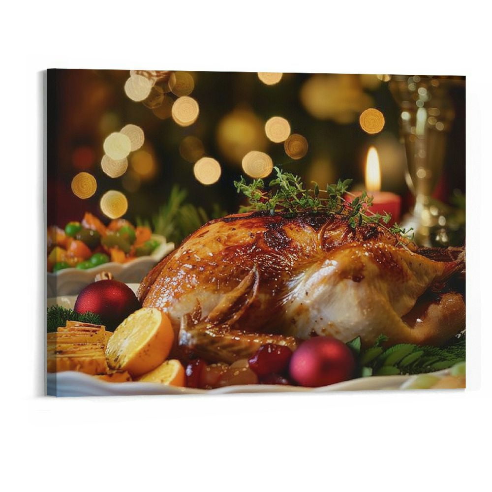 Nawypu Canvas Wall Art Turkey Roast Meal Framed Canvas Prints Modern ...