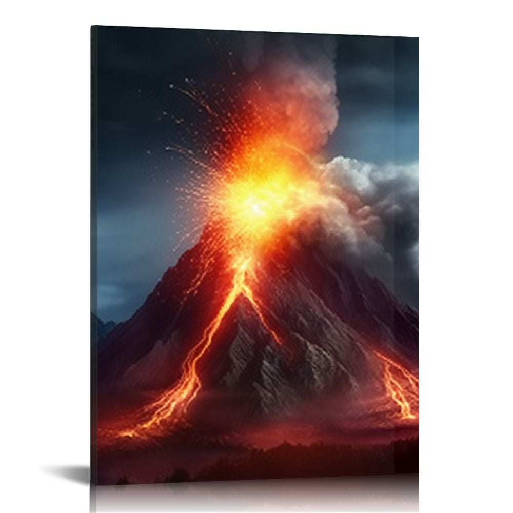 Nawypu - Canvas Wall Art - Volcano Eruption. a Large Volcano Erupting ...
