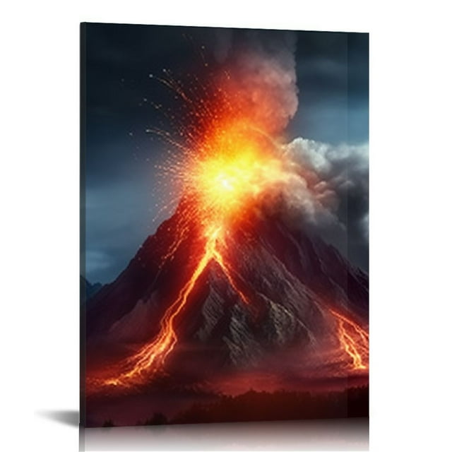 Nawypu - Canvas Wall Art - Volcano Eruption. a Large Volcano Erupting ...