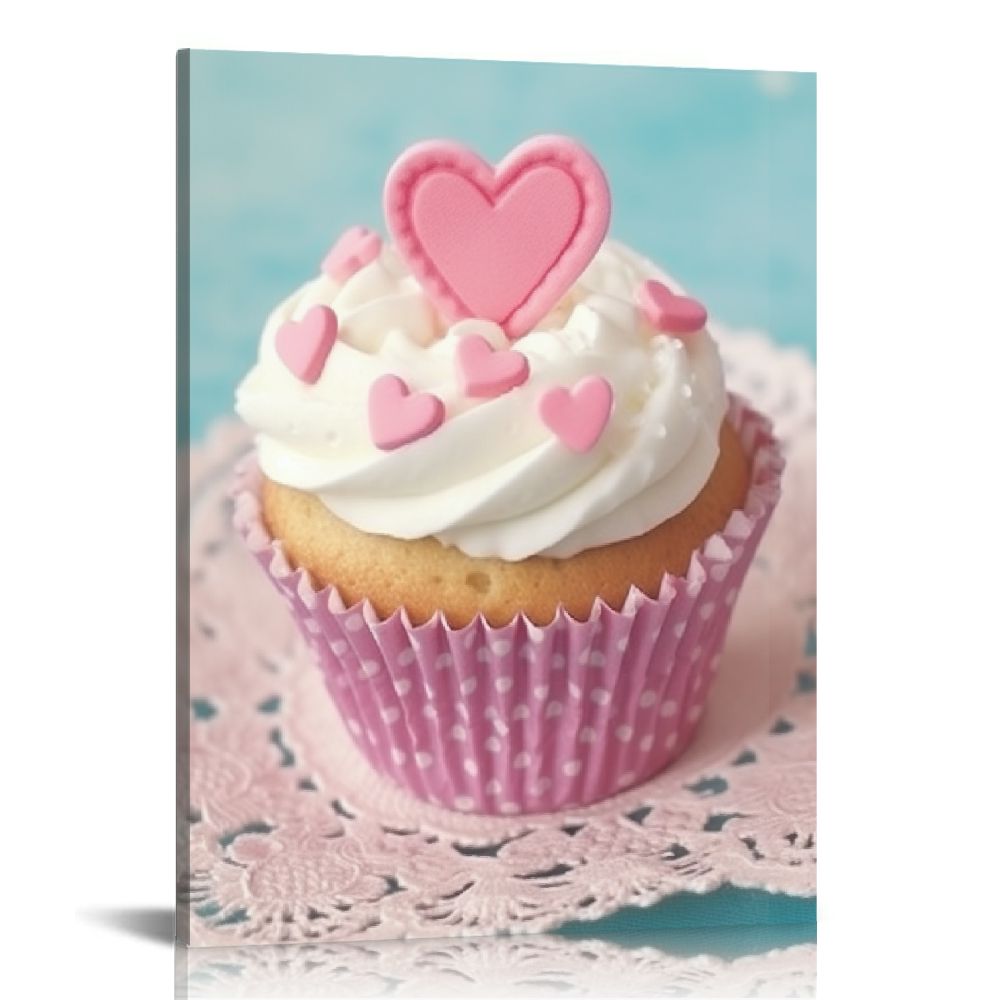 Nawypu Canvas Wall Art Waterproof painting Cupcake Cream Background ...