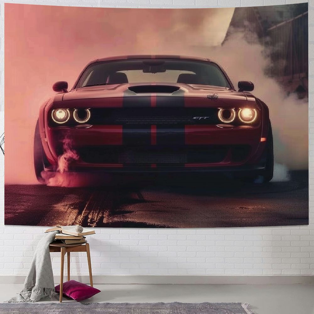 Nawypu Car Tapestry Jdm Car Muscle Car Smoke Wall Hanging Aesthetic ...