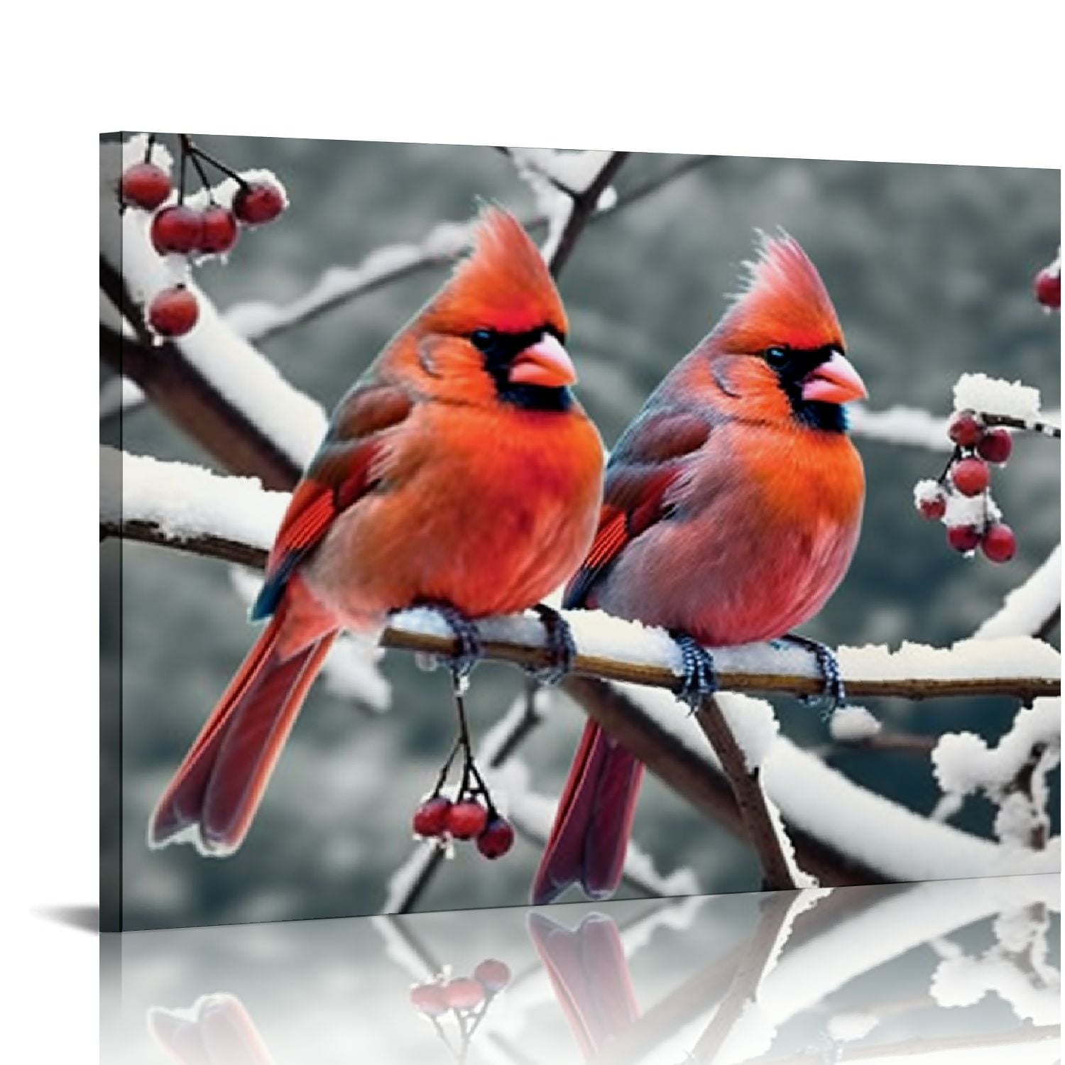 Nawypu Cardinal Wall Art Winter Red Bird Canvas Prints Cardinal ...