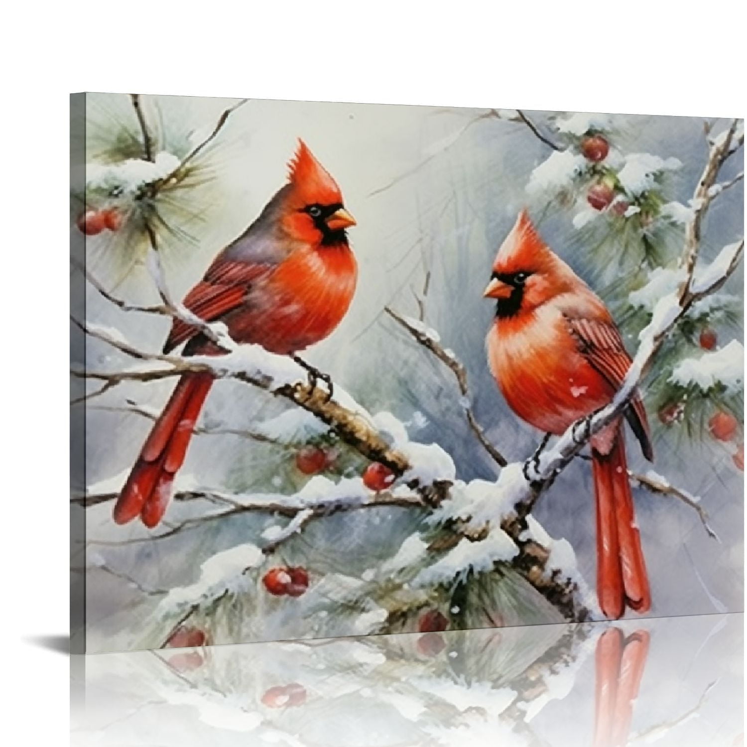Nawypu Cardinals Wall Art Canvas Picture - Christmas Red Bird Print ...