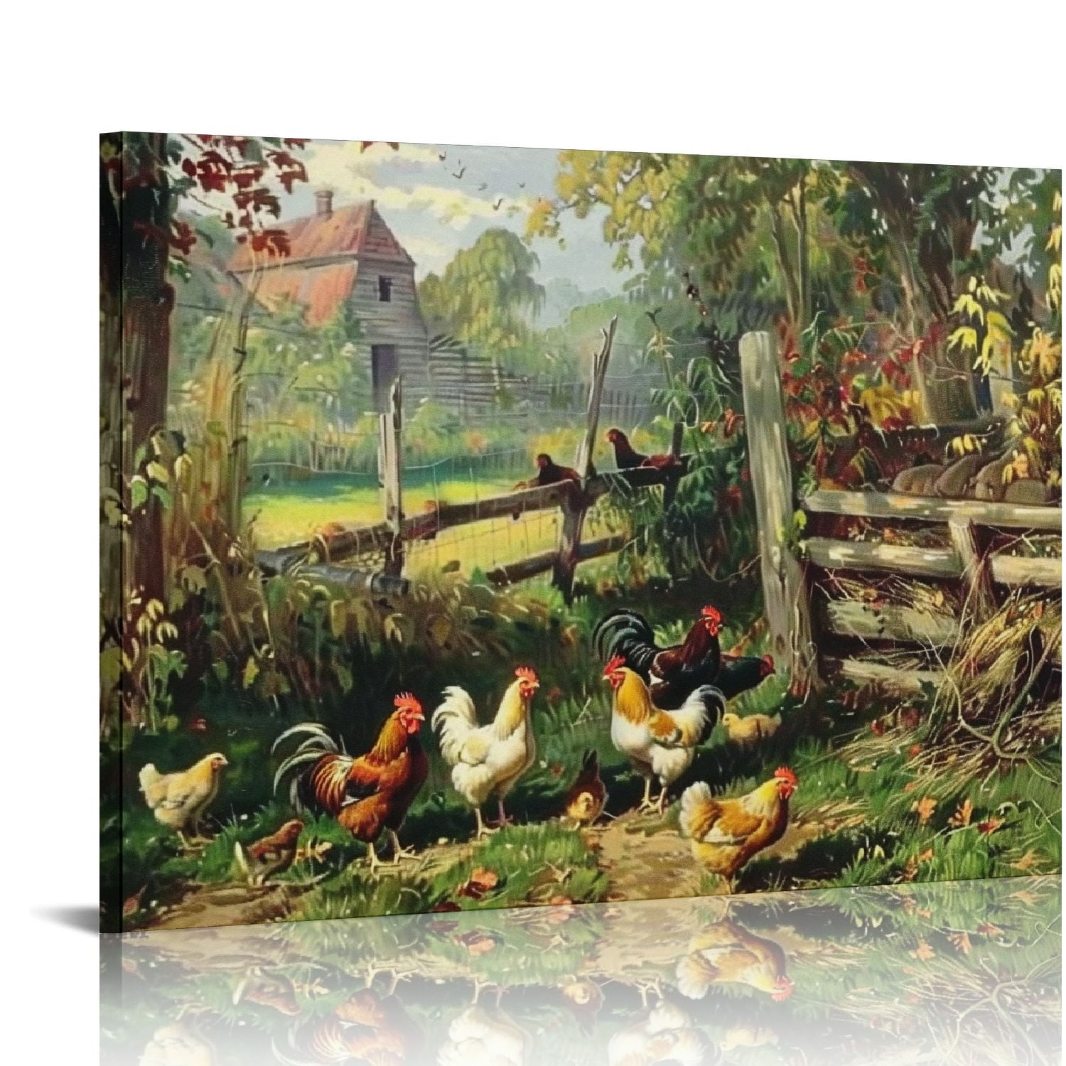 Nawypu Carl Jutz,Rooster with Hens And Chicks,art Prints,Vintage Art ...