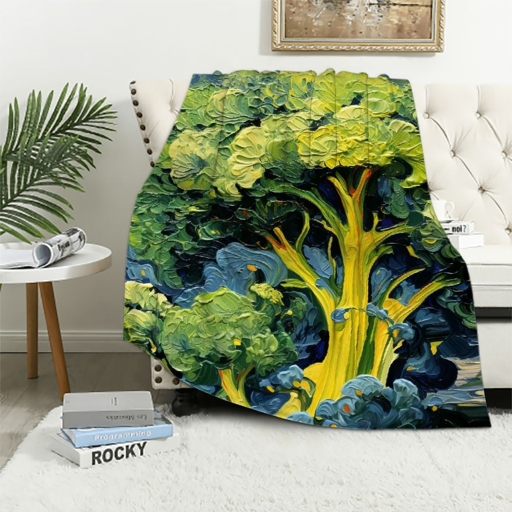 Nawypu Cartoon Broccoli Pattern Throw Blanket Double Sided for Sofa ...