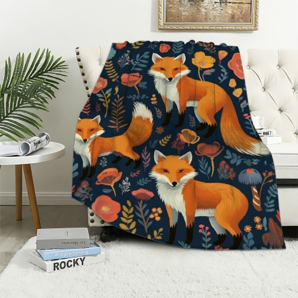 Nawypu Cartoon Fox Throw Blanket , Pixie Fox Cozy Plush Warm ...