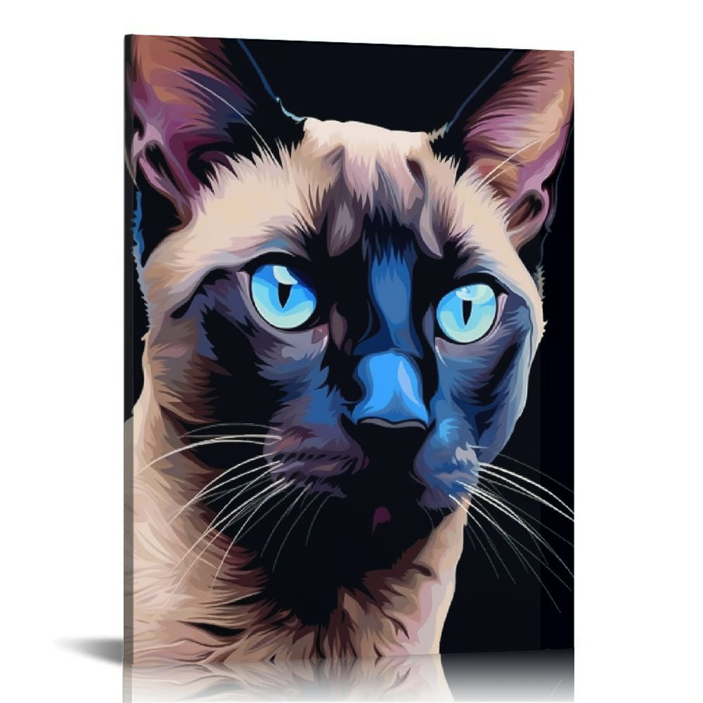 Nawypu Cat Canvas Print Colorpoint Shorthair Siamese Cat Hanging Wall ...