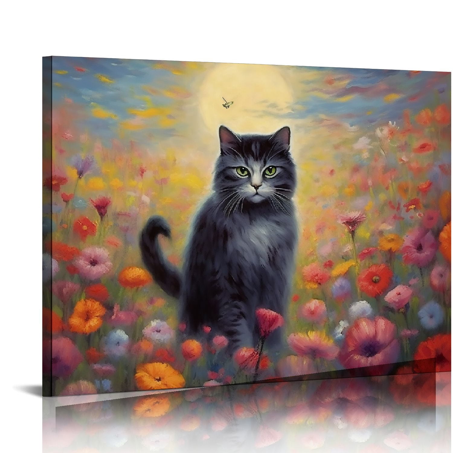 Nawypu Cat Canvas Wall Art Purple Tabby Print Pet Cat Wall Art Animal ...