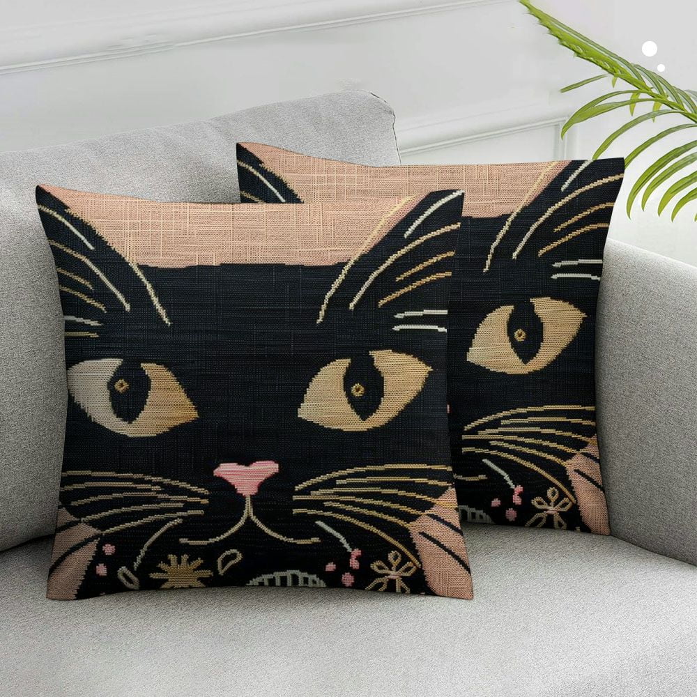 Nawypu Cat Face Pillows Decorative Throw Pillow Cover Case Cute Cat ...