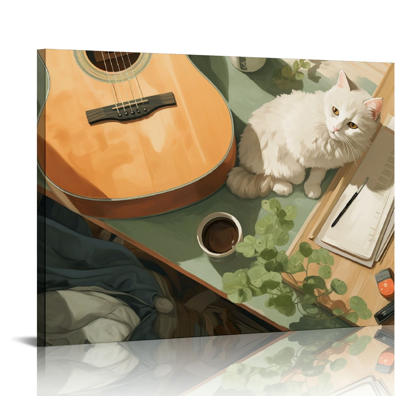 Nawypu Cat Wall Art Framed Watercolor Kitty Poster Colorful Cats Prints ...