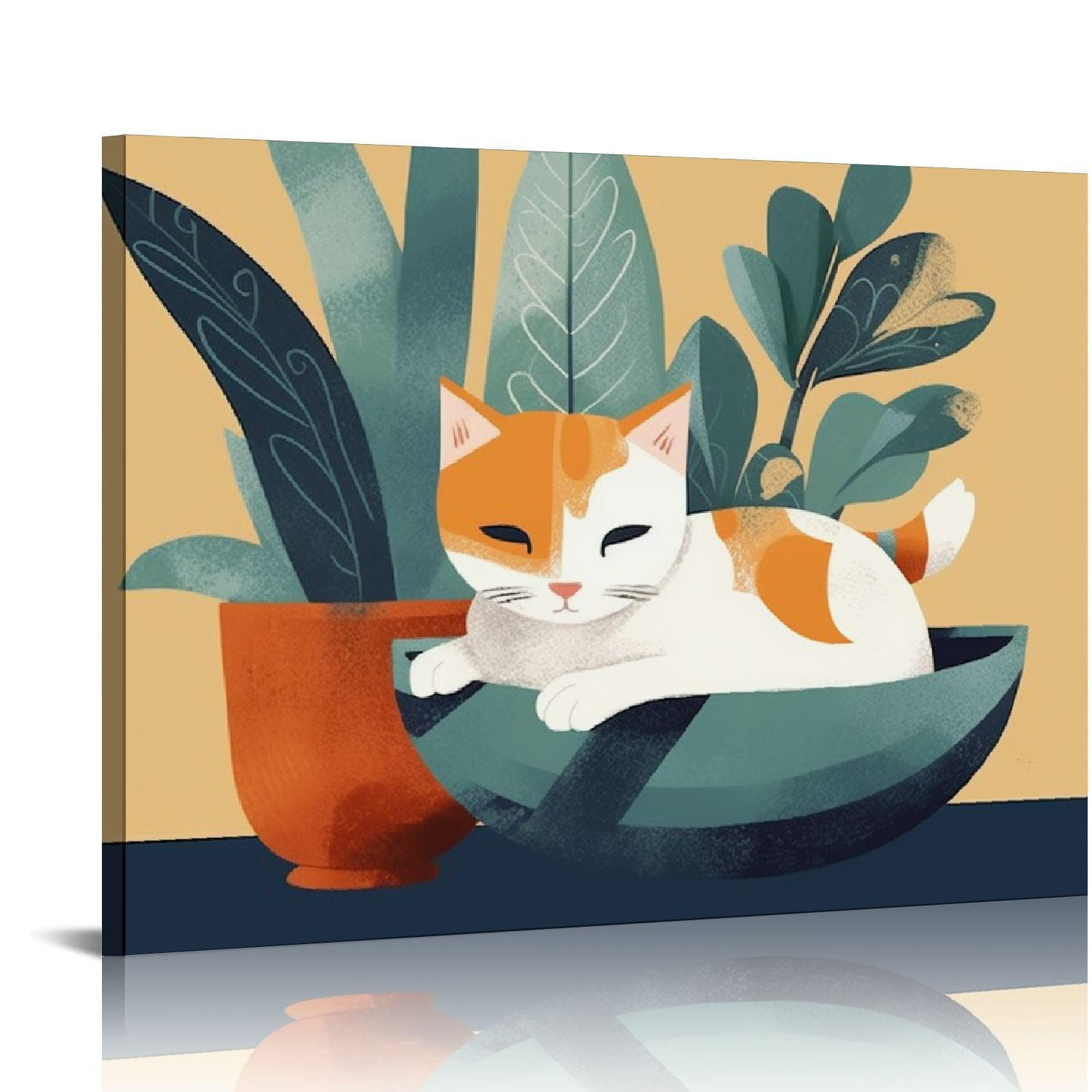 Nawypu Cat Wall Art Framed Watercolor Kitty Poster Colorful Cats Prints ...