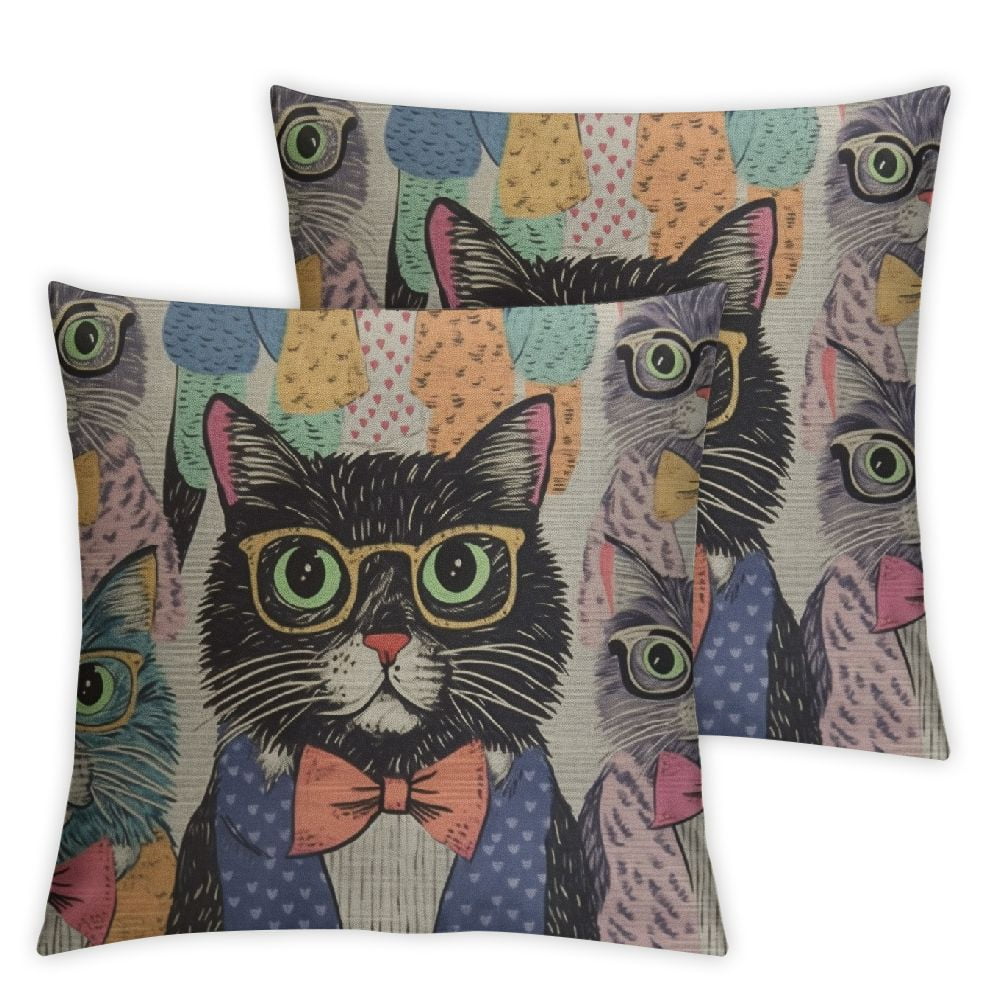Nawypu Cats Pillow Cover for Hipster Cute Cats Farmhouse Decorative ...