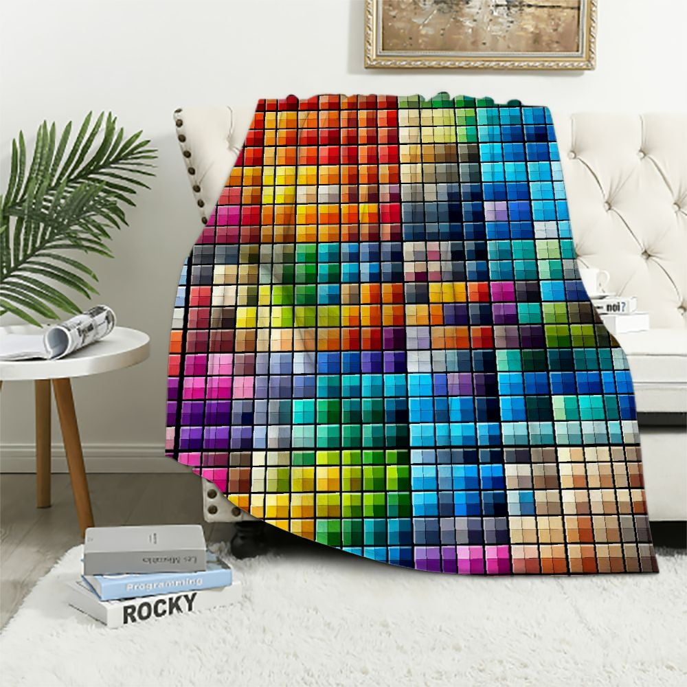 Nawypu Checkered Throw Blanket, Flannel Plaid Bed Blankets Colorful ...