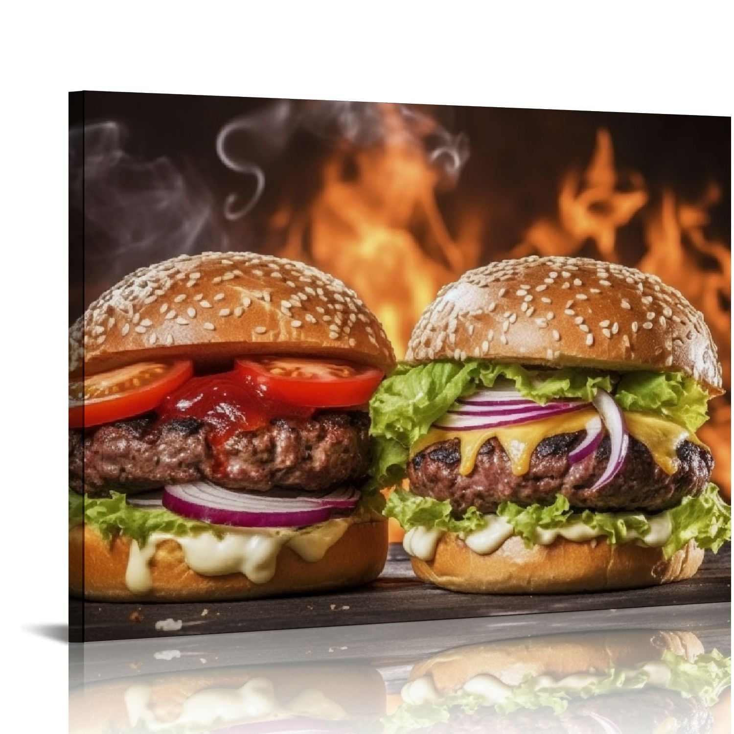 Nawypu Cheeseburger Canvas Art Hamburger Print Sandwich Bar Decor ...