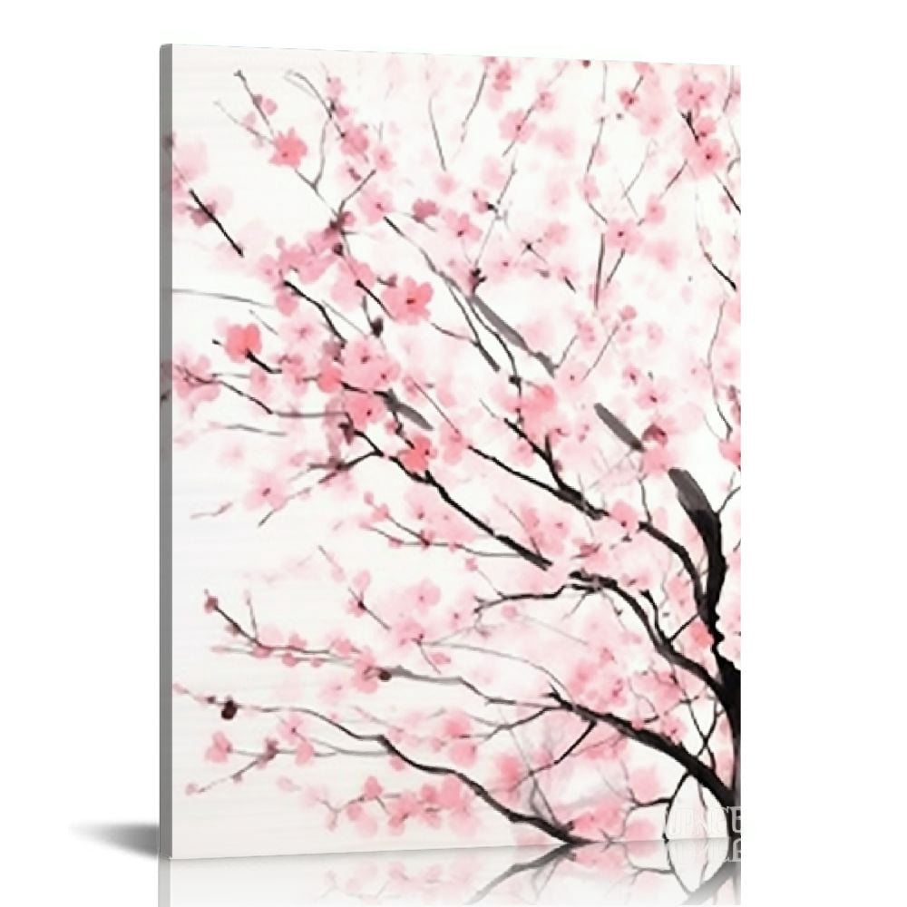 Nawypu Cherry Blossom Canvas Painting Pink Flower Pictures Watercolor ...