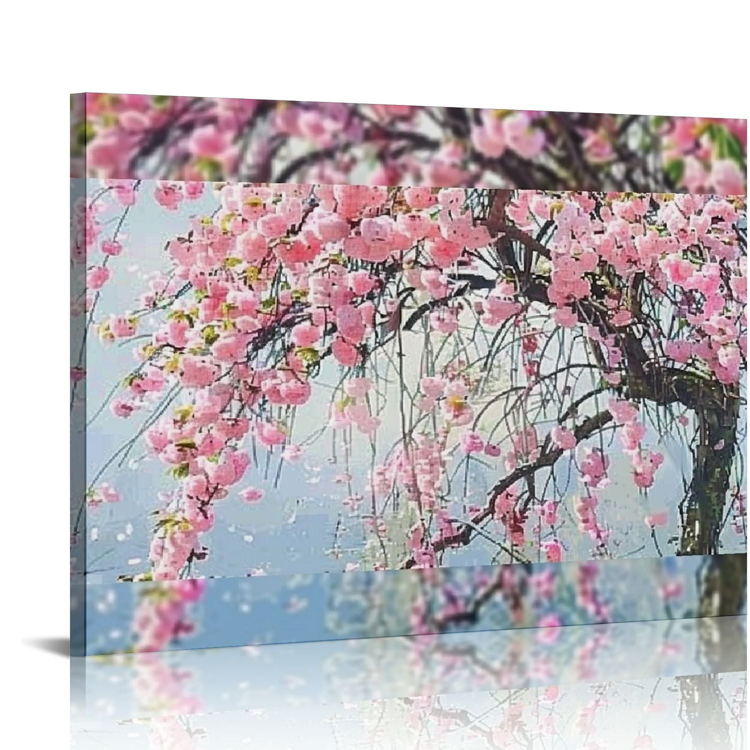 Nawypu Cherry Blossom Canvas Painting Pink Sakura Wall Art Cherry Tree ...