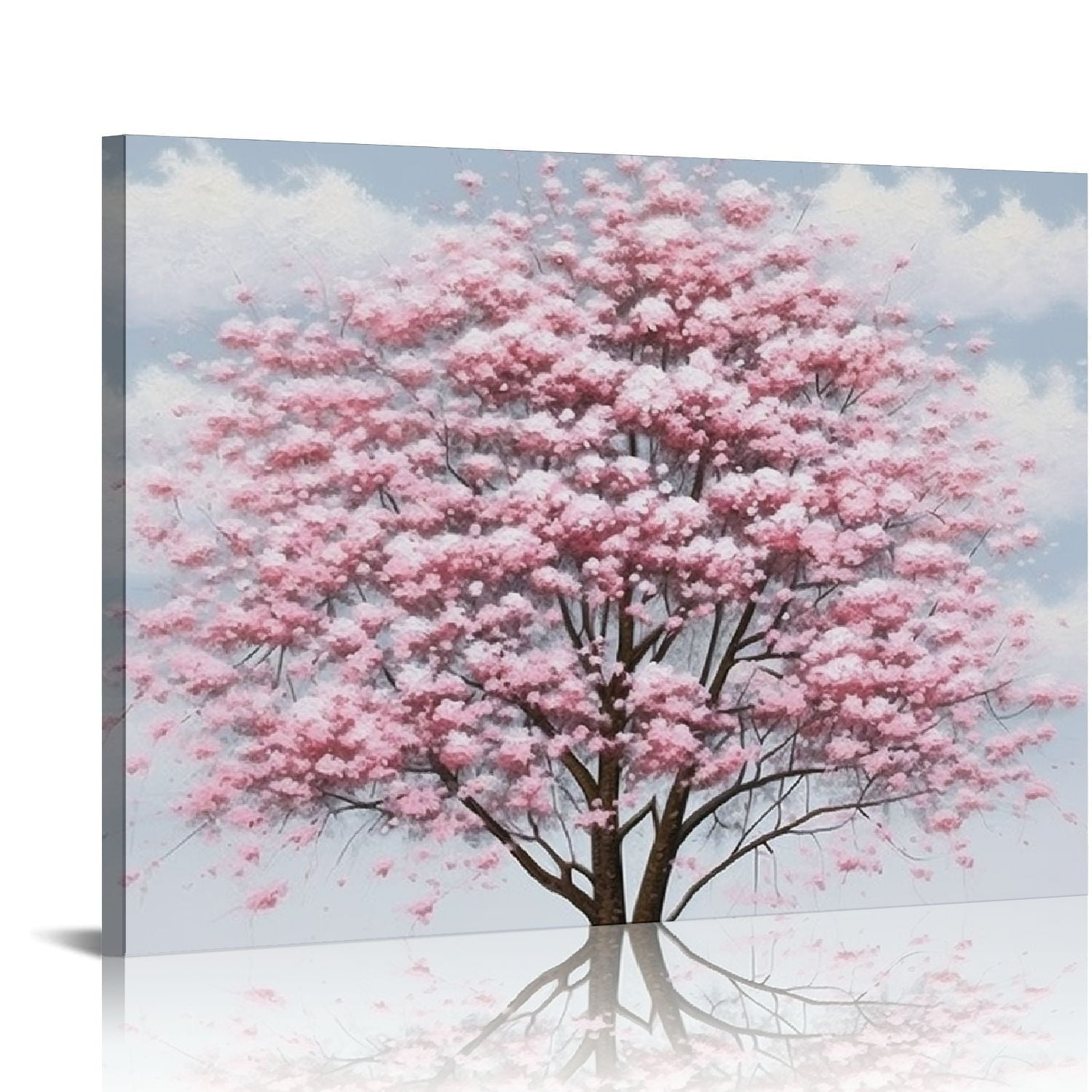 Nawypu Cherry Blossom Canvas Wall Art: Sliver Canvas Abstract Pink ...