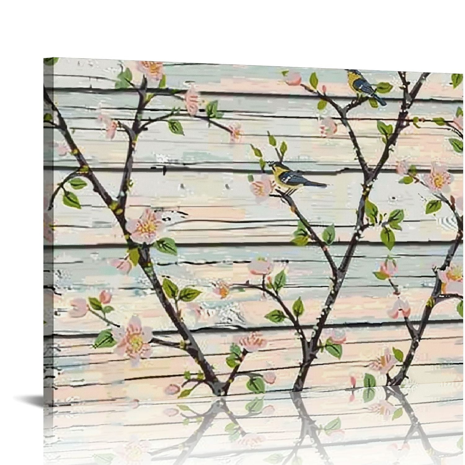 Nawypu - Cherry Blossom Pattern Artwork - Rustic Canvas Wall Art Home ...