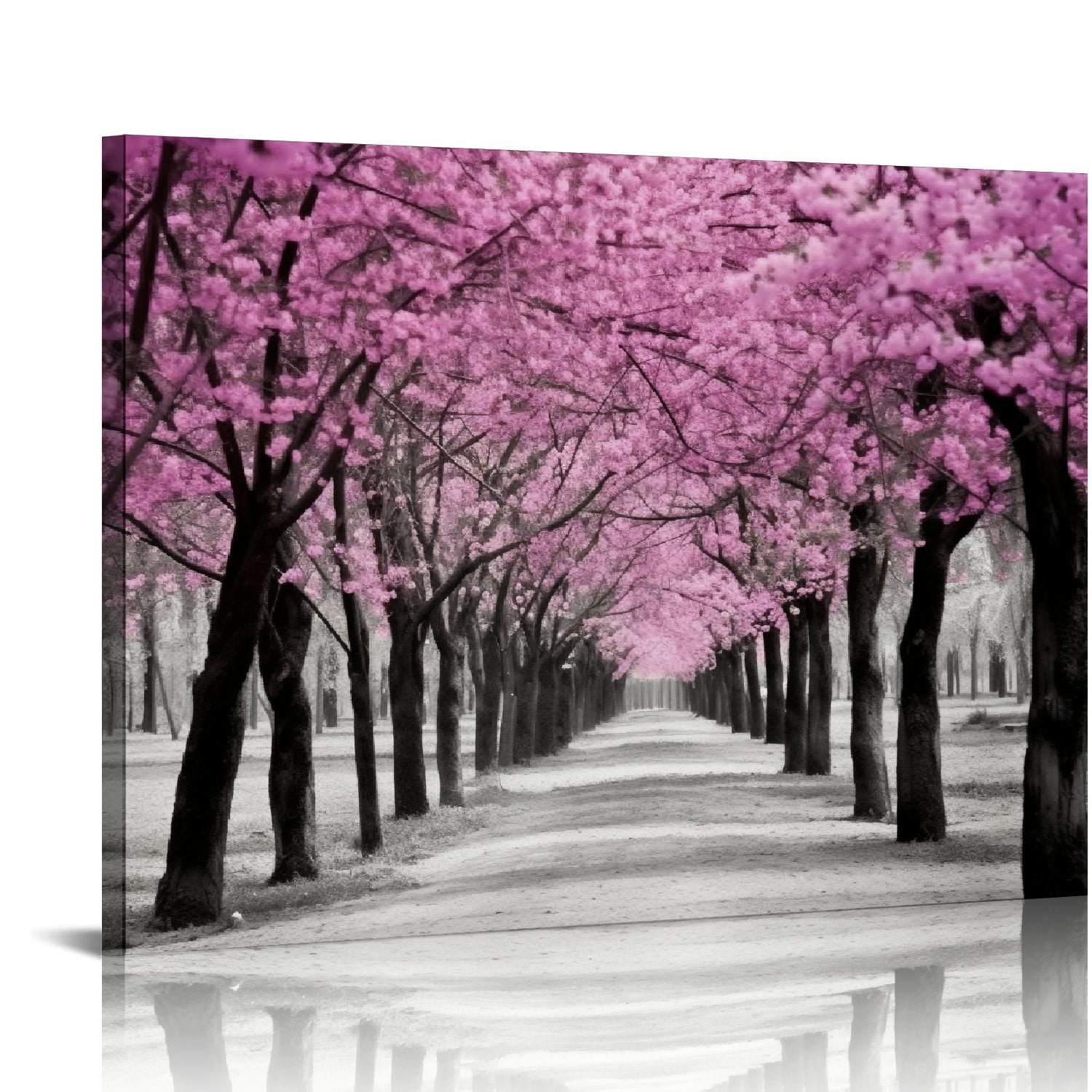 Nawypu Cherry Blossom Tree Wall Art Pink Flowers Painting Cherry ...