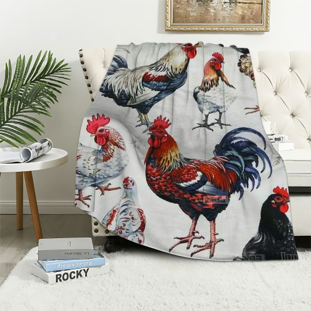 Nawypu Chicken Breed Collection Throw Blanket Hand Drawn Watercolor ...