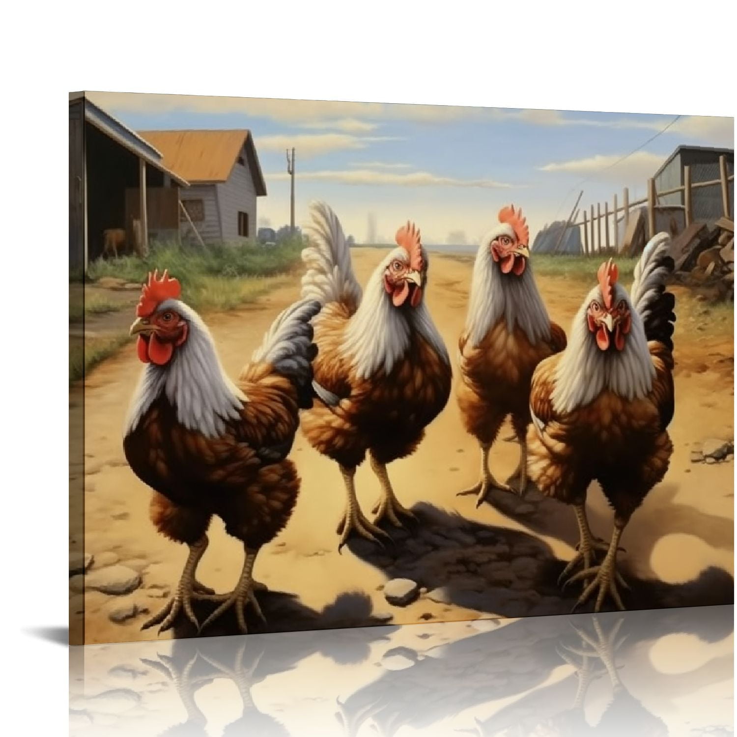 Nawypu Chicken Farmyard Scene 9 Canvas Art - Home Decor Wall Art Print ...