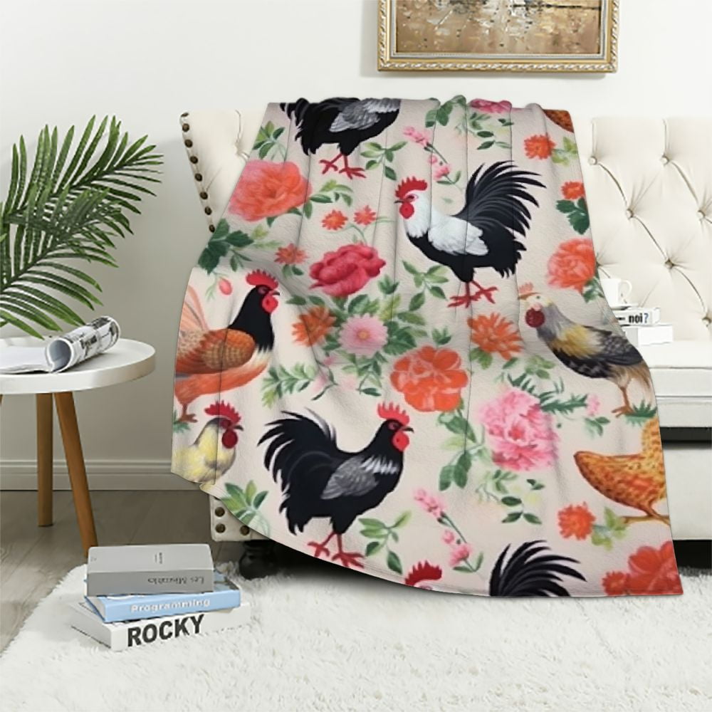 Nawypu Chicken Flower Throw Blanket Funny Chicken Blanket for Toddler ...