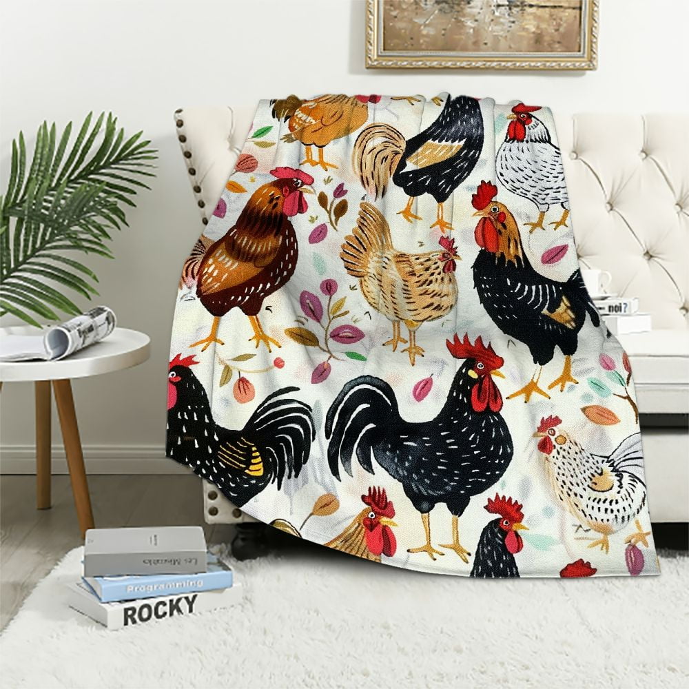 Nawypu Chicken Plush Blanket Funny Rooster Lightweight Throw Blanket ...