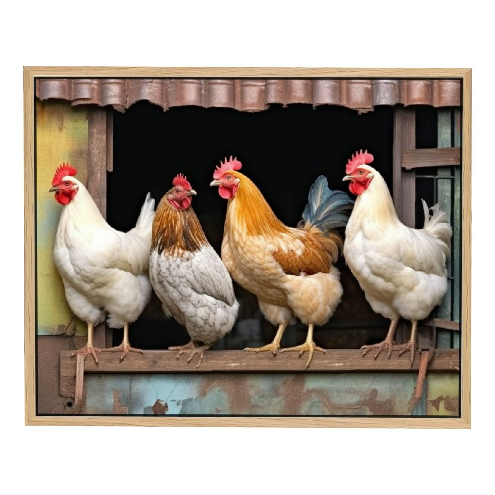 Nawypu Chicken Wall Decor Pictures Rooster Farm Art Kitchen Canvas ...