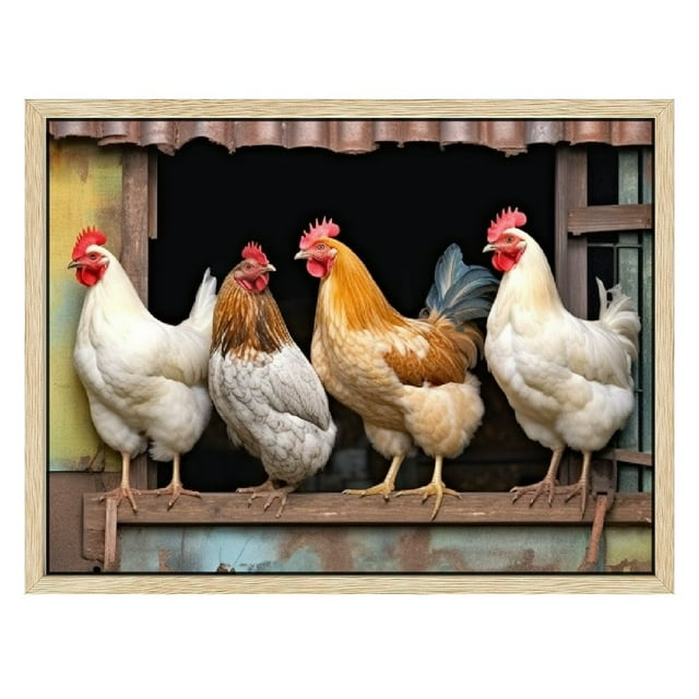 Nawypu Chicken Wall Decor Pictures Rooster Farm Art Kitchen Canvas ...