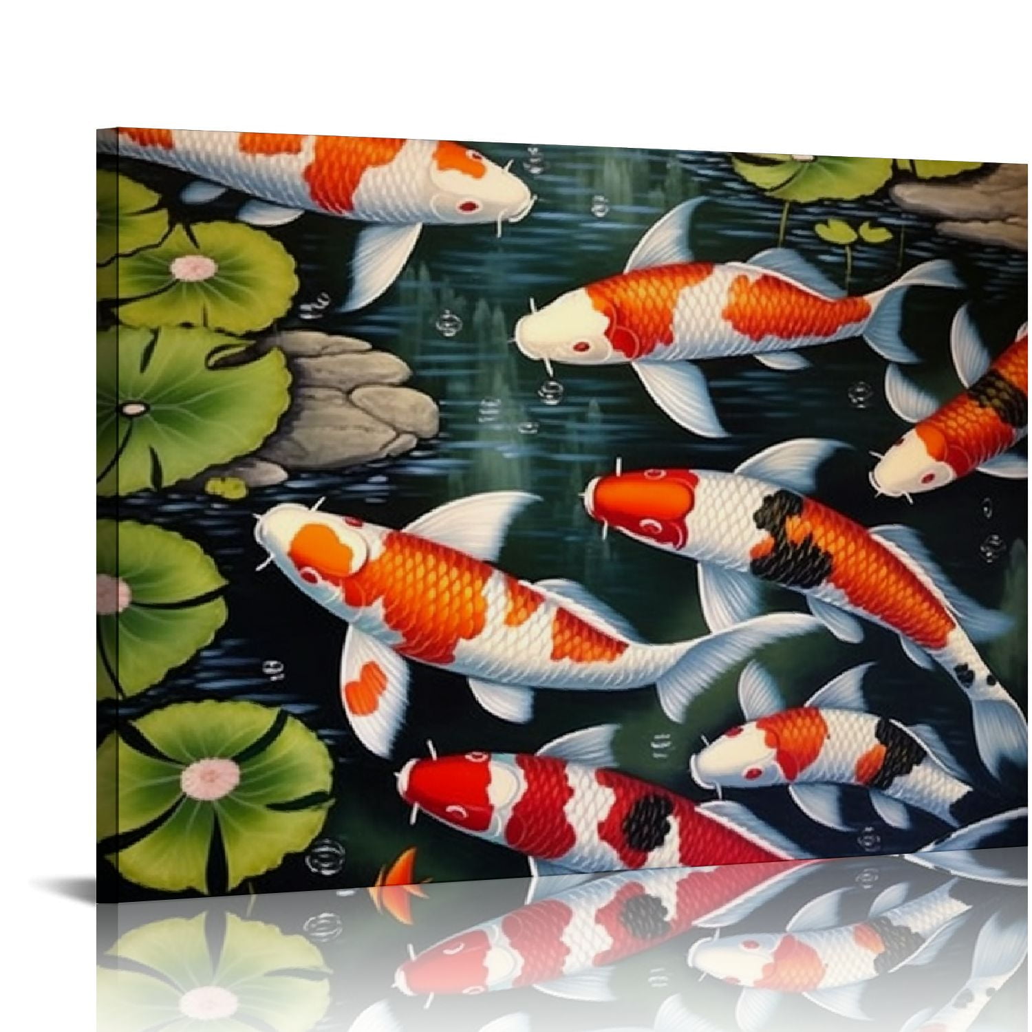 Nawypu Chinese Abstract Nine Koi Fish Landscape on Canvas Poster Wall ...