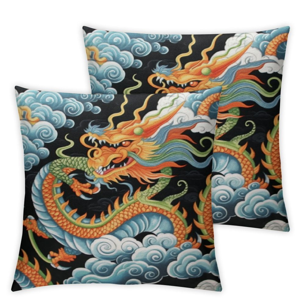 Nawypu Chinese Dragon Pattern Pillow Covers Fall Pillow Cover Cushion ...