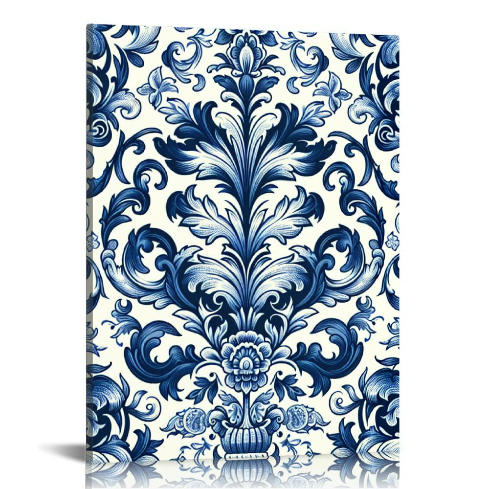 Nawypu Chinese Style Blue And White Porcelain Print Pattern Canvas Wall ...