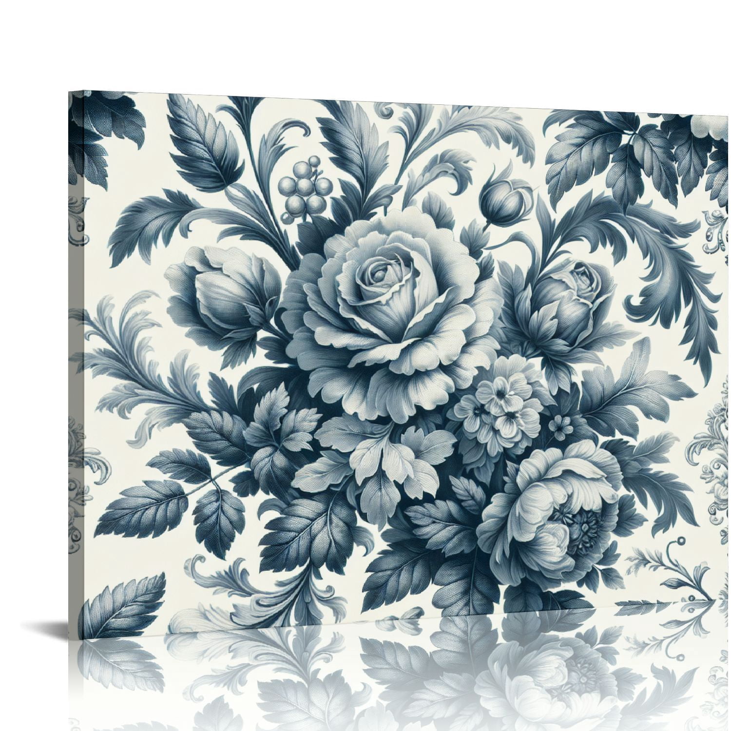 Nawypu Chinese Style Chinoiserie Blue And White Porcelain Floral Canvas ...