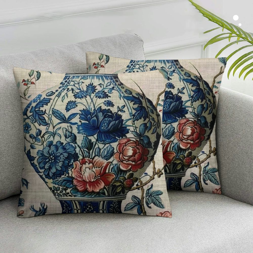 Nawypu Chinese Style Pillow Cases Chinese Style Chinoiserie Blue and ...