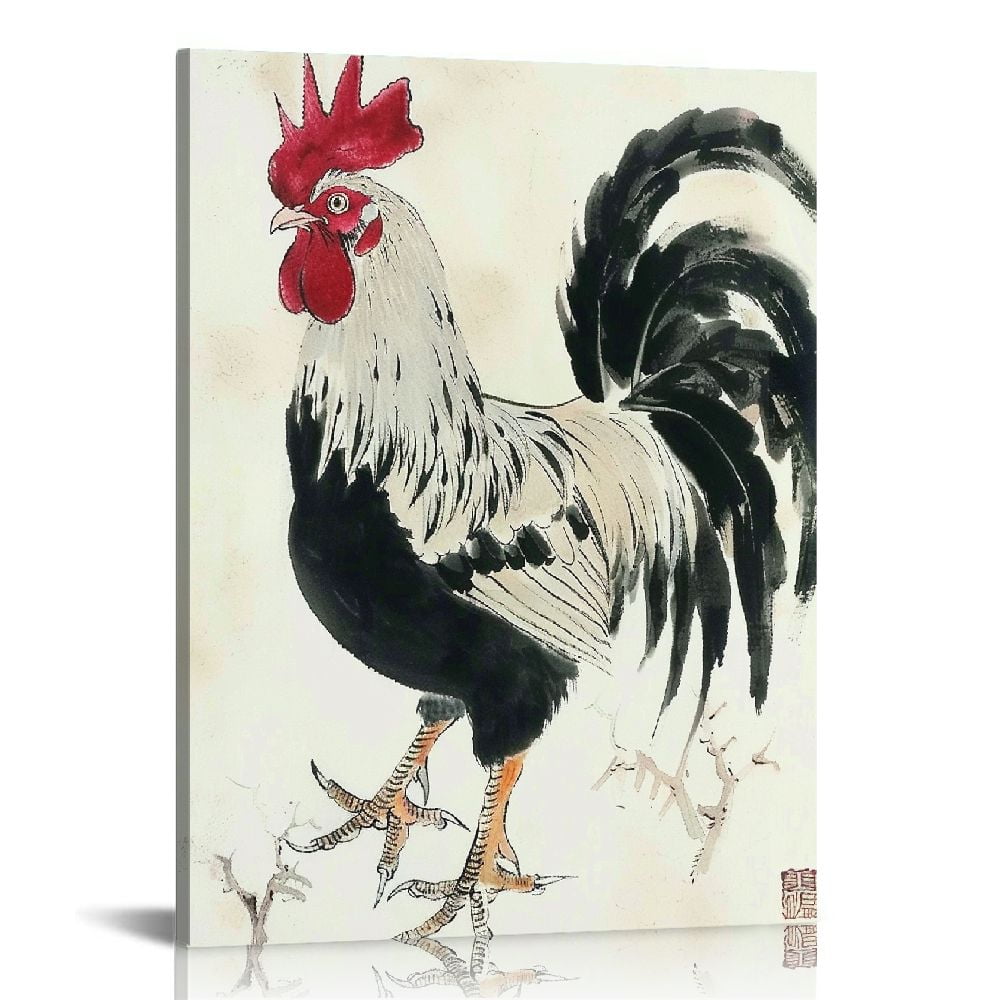 Nawypu Chinese Zodiac - Rooster Wall Art Cock Poster Chinese ...
