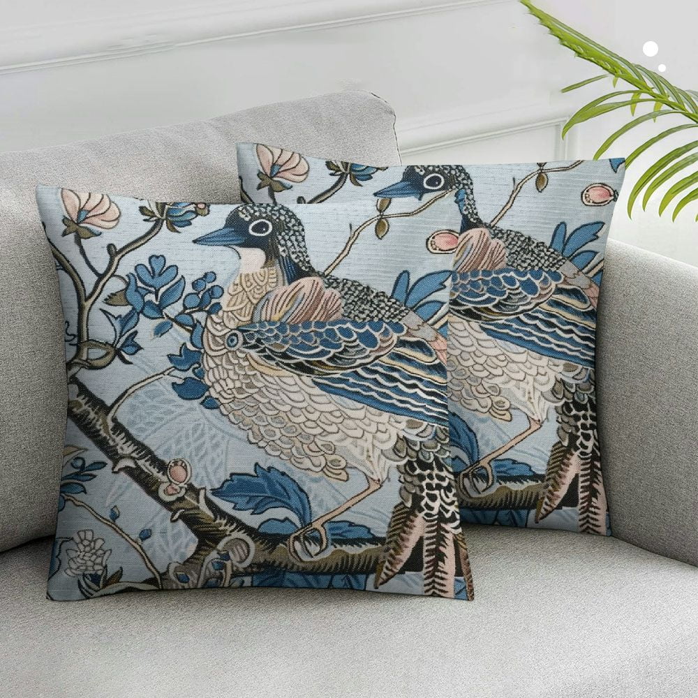 Nawypu Chinese Style Blue And White Porcelain Peacock Pillow Covers