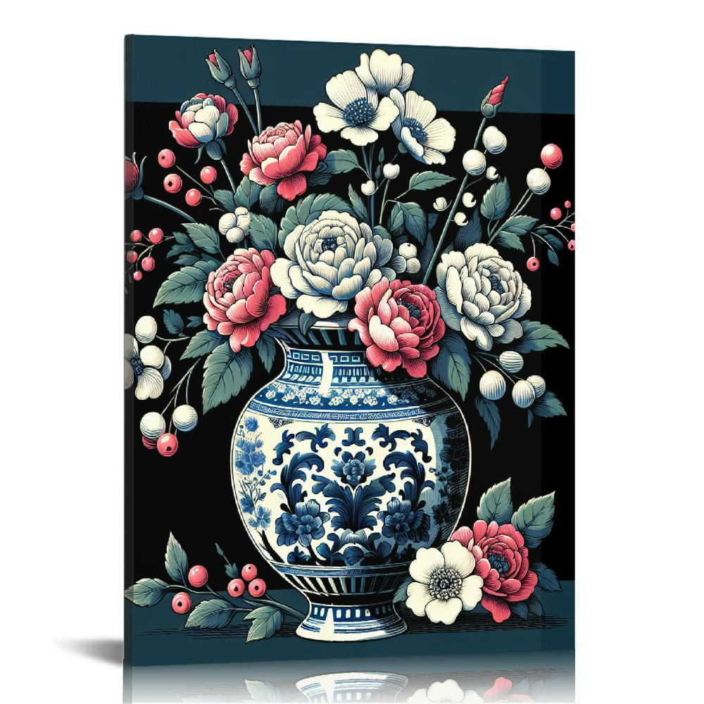 Nawypu Chinoiserie Art Print Ginger Jar Blue White Porcelain China Ming ...