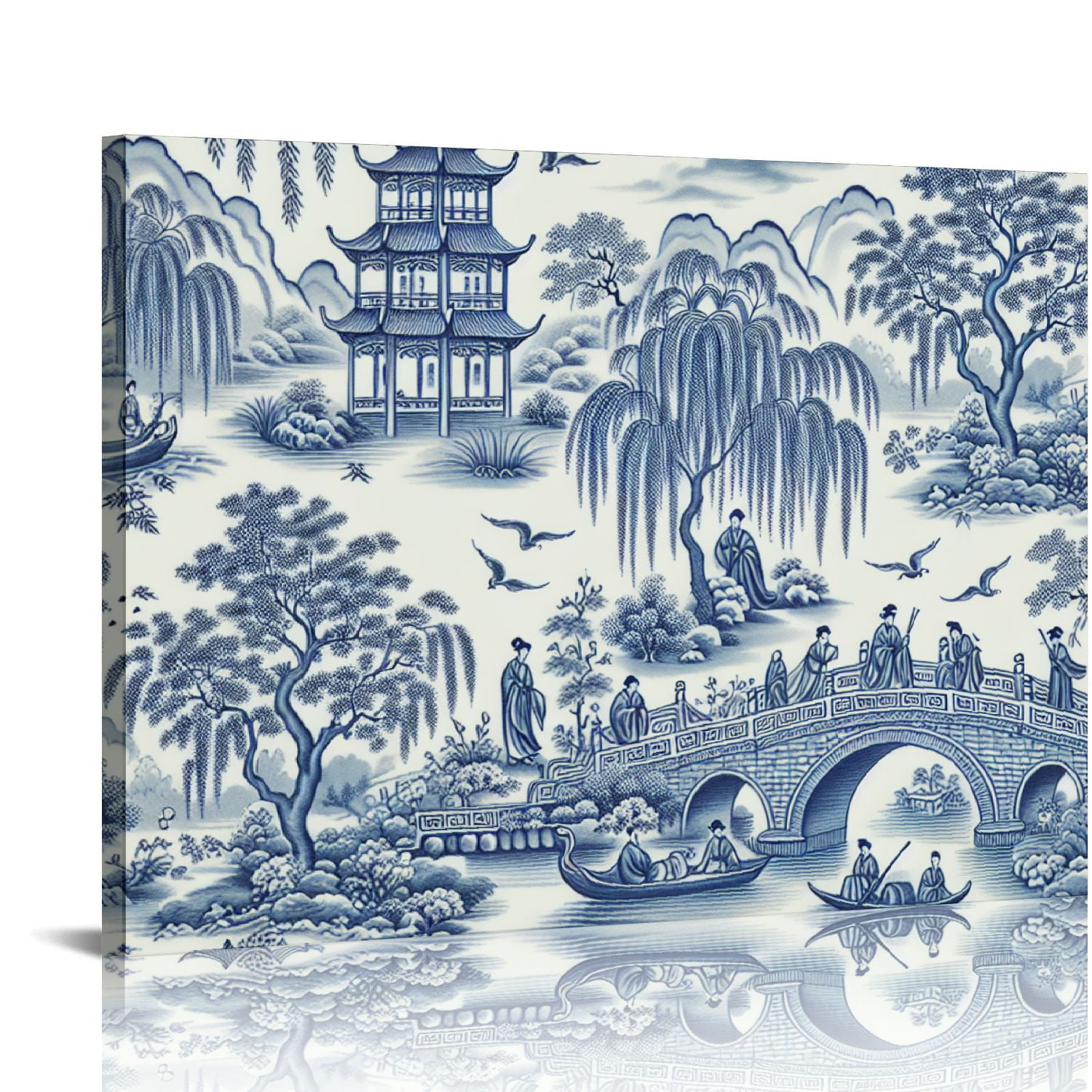Awypu Chinoiserie Blue And White Porcelain Chinese Style Pattern Canvas ...