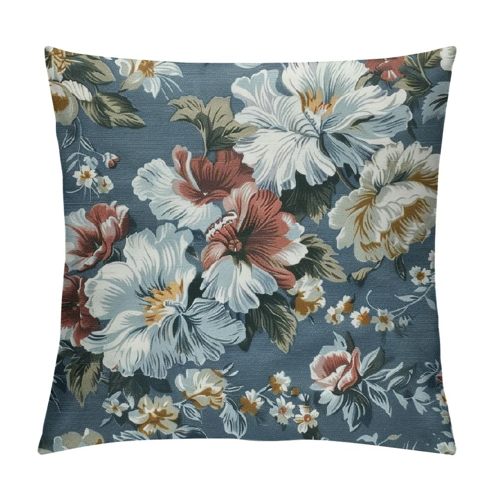 Awypu Chinoiserie Pillow Cover 18 x 18 Inch Spring Summer Blue White ...