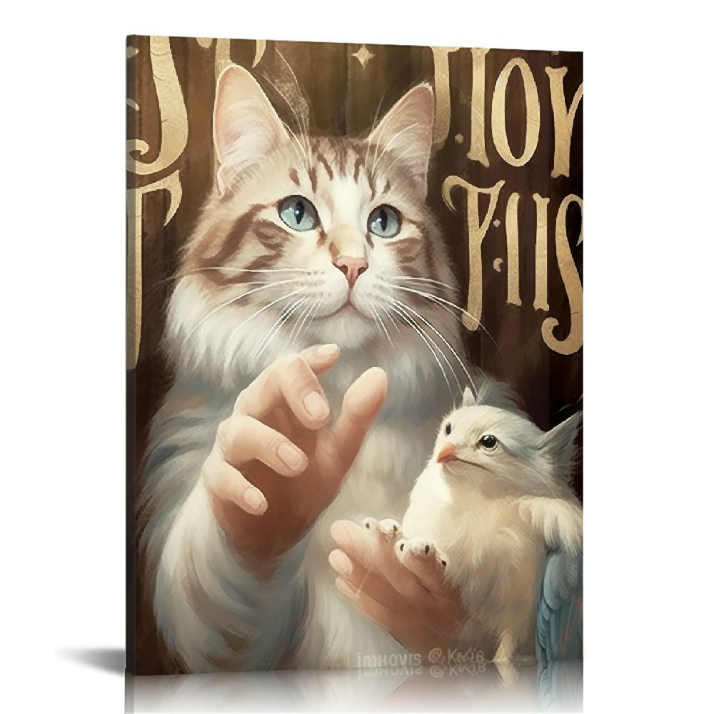 Nawypu Christian Cat Wall Art Cat Jesus Pictures Wall Decor Religious ...
