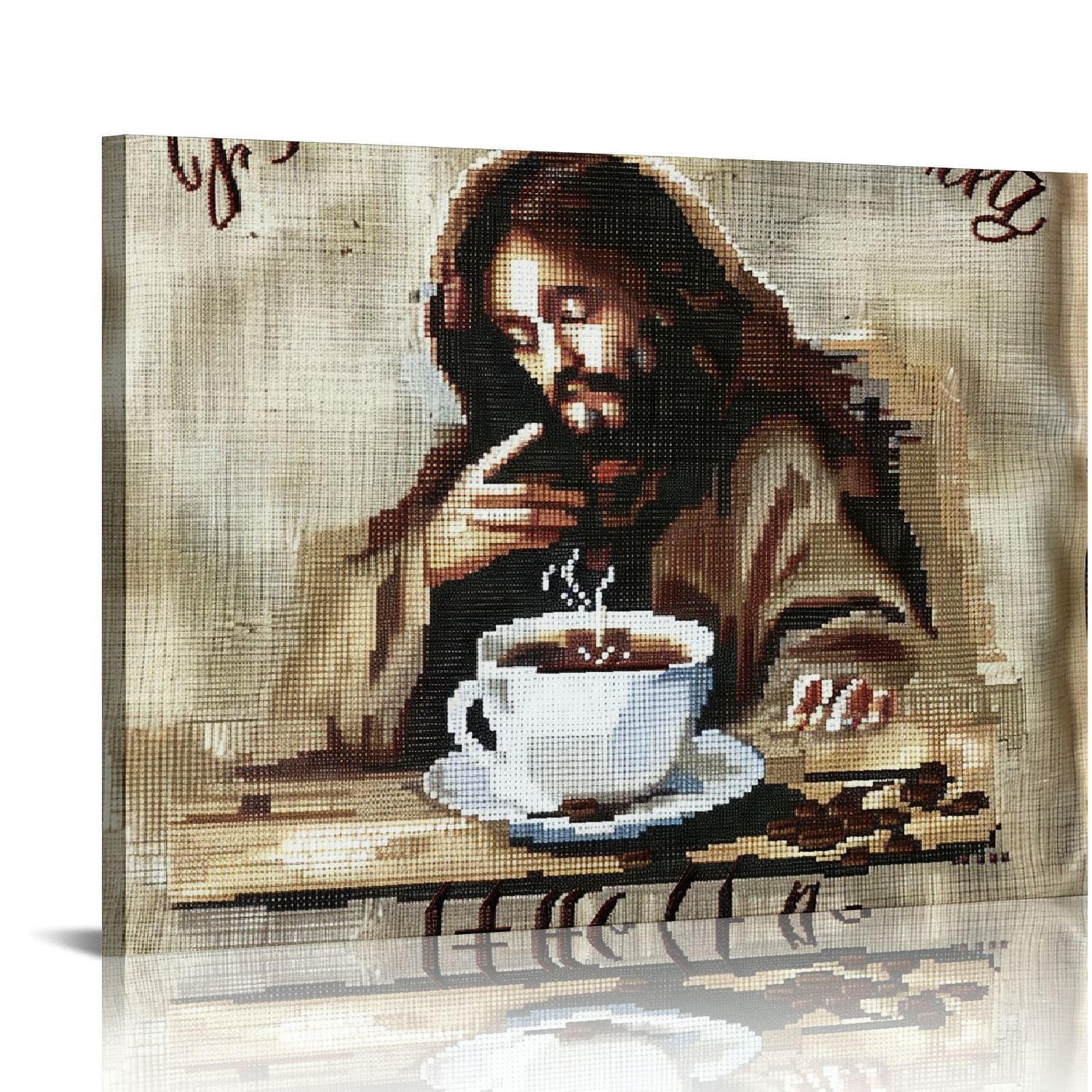Nawypu Christian Coffee Wall Art Jesus Coffee Cross Wall Decor Rustic ...