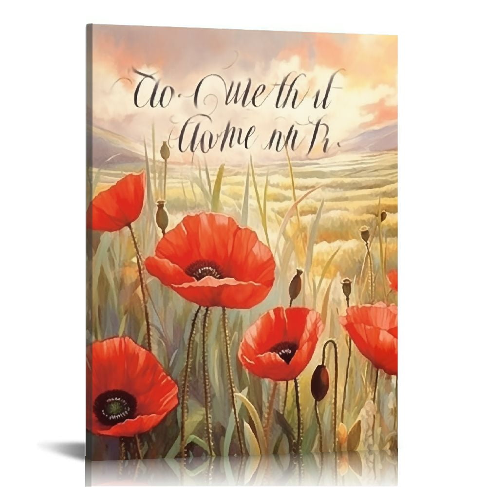 Nawypu Christian Flower Decor Wall Art Scripture Poppy Wall Art ...