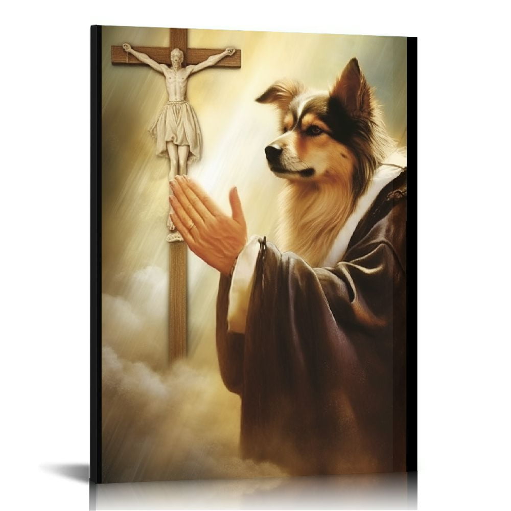 Nawypu Christian God Dog Cross Wall Art German Shepherd Rustic Christ ...