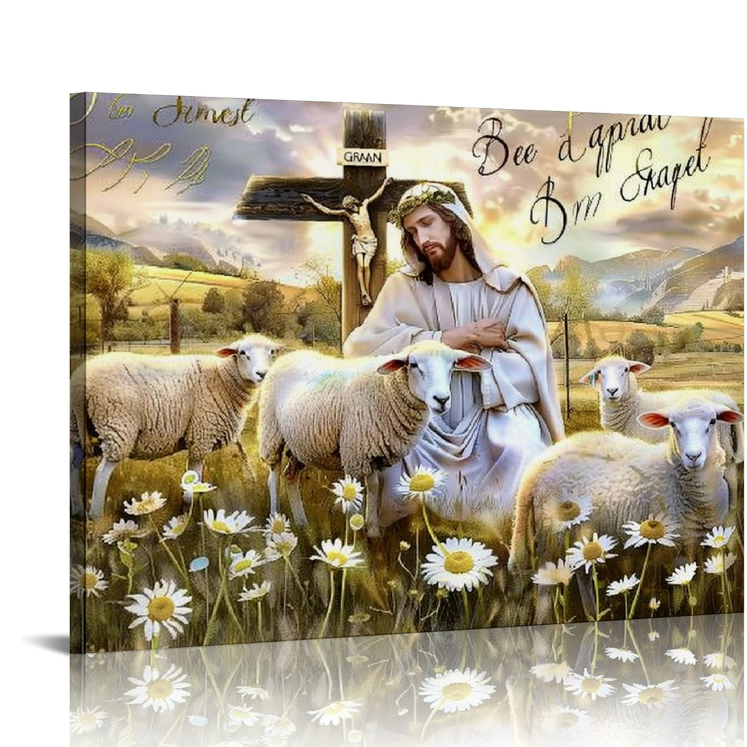 Nawypu Christian Jesus and Lamb Canvas Wall Art Decor Large Prints ...